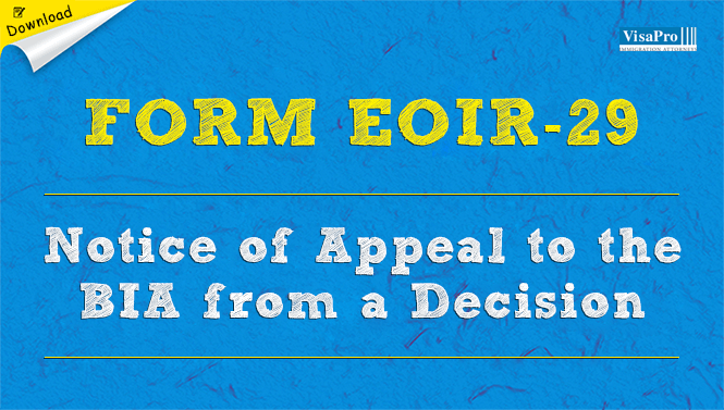 Form EOIR-29 Appeal To BIA Of Decision Of USCIS District Director: Free ...
