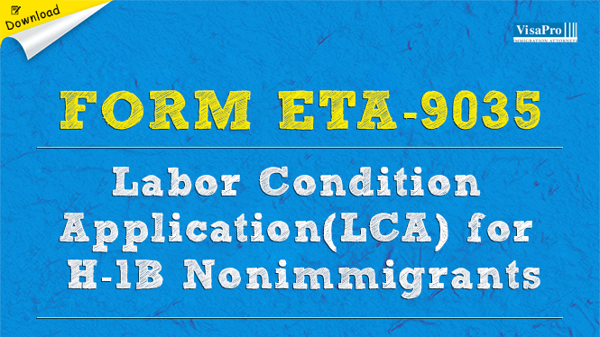 Form ETA-9035 Labor Condition Application LCA: Free Download